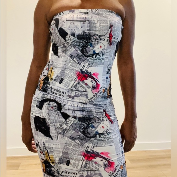 Dresses | Newspaper Print Dress | Poshmark